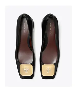 Tory Burch Georgia Square-toe Pumps With Double T Logo Detail - Black