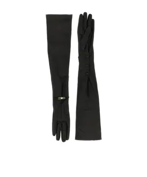 Elisabetta Franchi Long Nappa Gloves With Rhinestone Detail