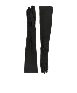 Elisabetta Franchi Long Nappa Gloves With Rhinestone Detail