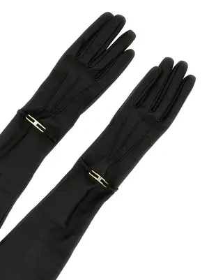 Elisabetta Franchi Long Nappa Gloves With Rhinestone Detail