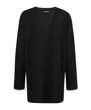 Pinko Ribbed-knit V-neck Cardigan - Black