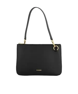 JIL SANDER Logo Shoulder Bag - Black