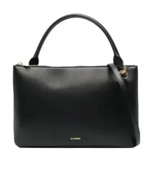 JIL SANDER Logo Shoulder Bag - Black