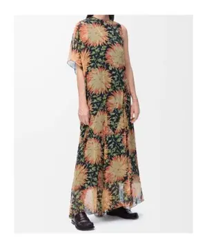 Loewe Printed Silk Maxi Dress With Asymmetrical Design
