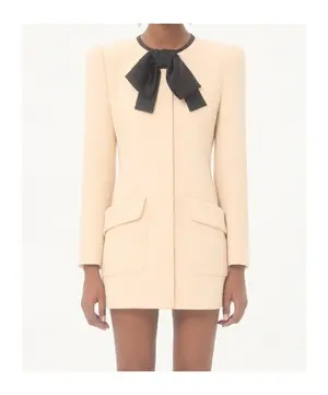 Valentino Garavani Bow Detailed Caban Coat - Birch/black