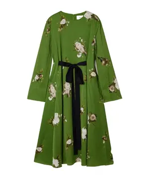 Erdem Pleated Floral Print Midi Dress