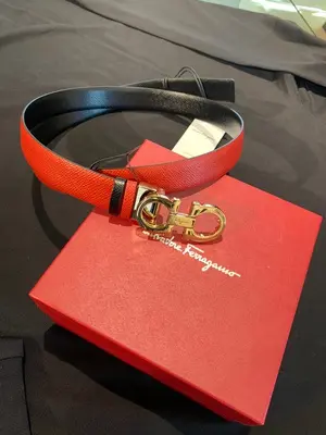 FERRAGAMO Reversible Gancini Belt - Black