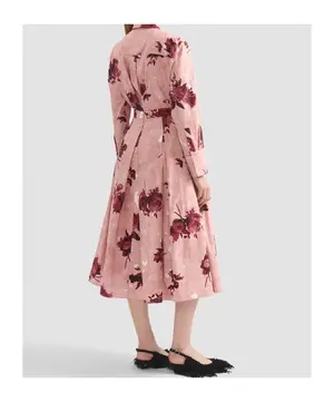Erdem Pleated Rose-print Midi Skirt