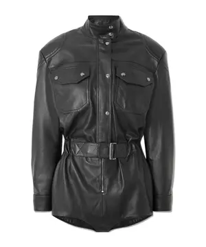Magda Butrym Lace-up Leather Bodysuit - Black