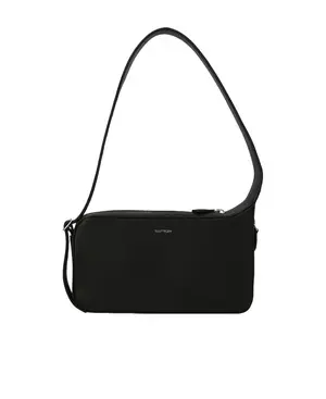 COURREGES Courrèges Logo Plaque Zip-up Shoulder Bag - Black