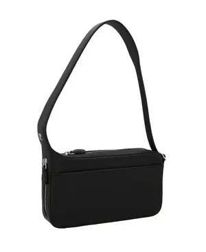 COURREGES Courrèges Logo Plaque Zip-up Shoulder Bag - Black