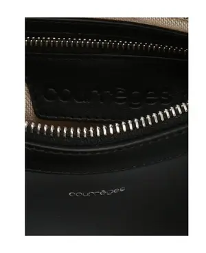 COURREGES Courrèges Logo Plaque Zip-up Shoulder Bag - Black