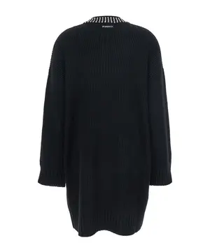 Pinko Long Sleeve Knit Dress With Embellished Crew Neck