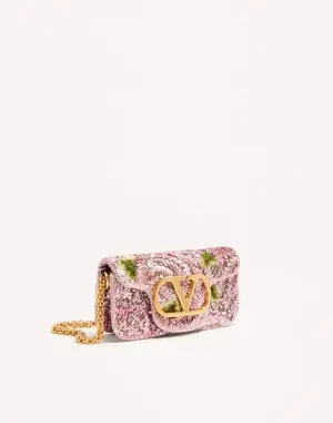 Valentino Garavani Locò Small Embroidered Shoulder Bag - Pink/multicolor