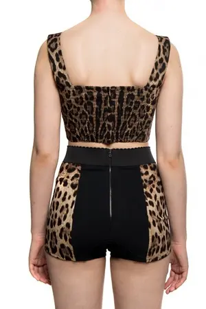 Dolce & Gabbana Leopard Print Cropped Top With Bow Detail