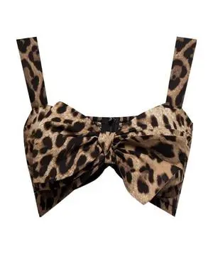 Dolce & Gabbana Leopard Print Cropped Top With Bow Detail - No