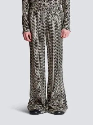 Balmain Monogrammed Flowy Trousers