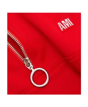 Ami Half-zip Pullover Sweatshirt With Striped Sleeves