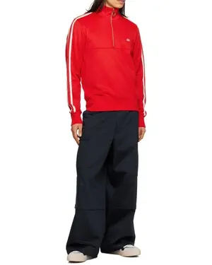 Ami Half-zip Pullover Sweatshirt With Striped Sleeves