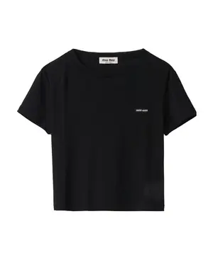 MIU MIU Miu Miu Logo Patch Crewneck T-Shirt