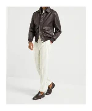 Brunello Cucinelli Striped Tailored Trousers - Panama Color