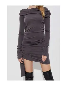 MISBHV Draped Ruched Asymmetrical Mini Dress