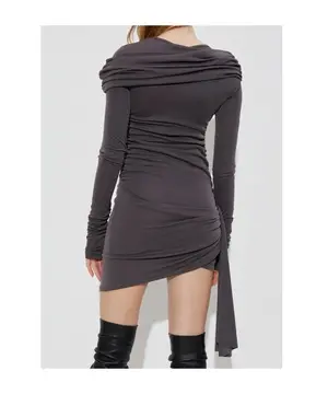 MISBHV Draped Ruched Asymmetrical Mini Dress