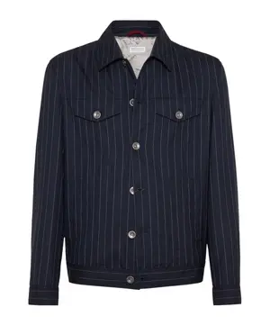 Brunello Cucinelli Striped Virgin-wool Jacket