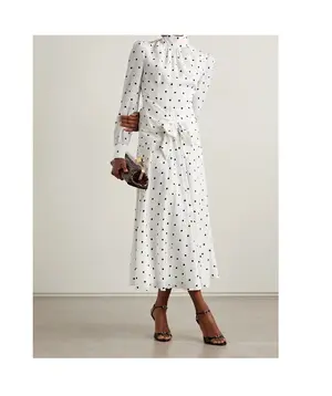 Alessandra Rich Long Sleeve Polka Dot Dress