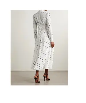 Alessandra Rich Long Sleeve Polka Dot Dress