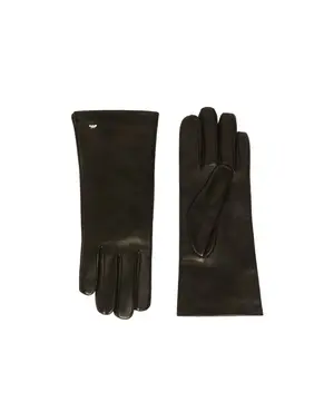 Max Mara Logo Plaque Leather Gloves - Black Black
