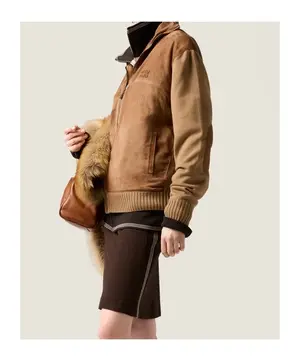 Miu Miu Knitted Sleeve Bomber Jacket