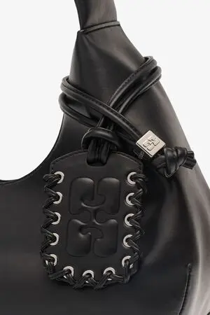 GANNI Sculpted Knot Detail Crossbody Bag - Black