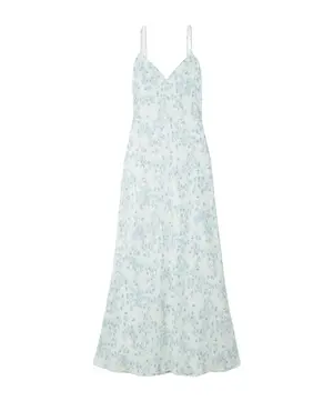 Theory Printed V-neck Spaghetti Strap Midi Dress