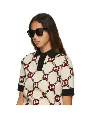 Gucci Square Frame Sunglasses With Logo Detail - Gray