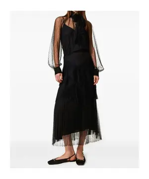 TWINSET Pleated Tiered Midi Skirt