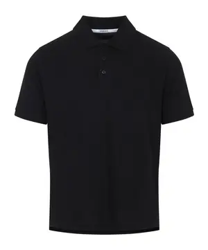 Saint Laurent Button Detailed Short-sleeved Polo Shirt - Black