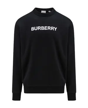 Burberry Logo Printed Crewneck Sweatshirt - Black