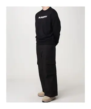 Burberry Logo Printed Crewneck Sweatshirt - Black