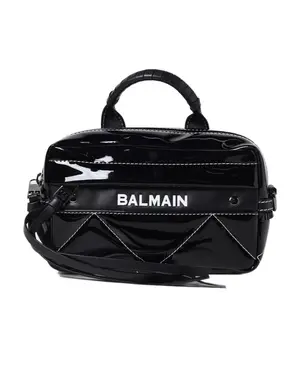 Balmain Logo Printed Top Handle Bag - Black