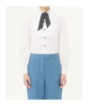 Valentino Garavani Polka Dot Tie Detail Pleated Shirt