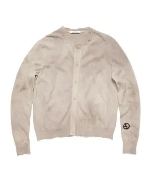 Acne Studios Buttoned Crewneck Sweater With Logo Jacquard - Nude