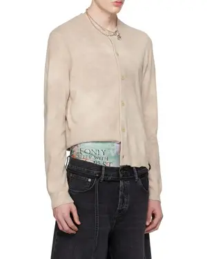 Acne Studios Buttoned Crewneck Sweater With Logo Jacquard - Nude