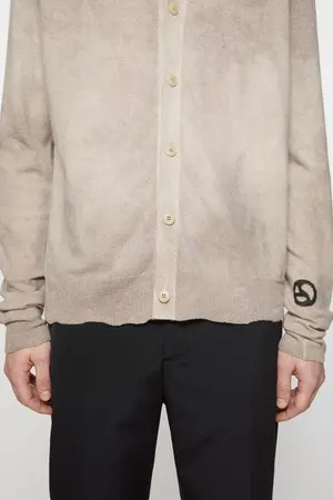 Acne Studios Buttoned Crewneck Sweater With Logo Jacquard - Nude