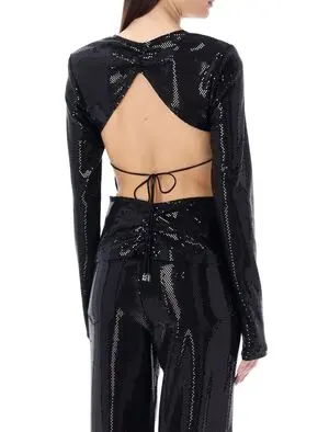 ROTATE BY BIRGER CHRISTENSEN Ivonka Glitter Blouse With Bare Back