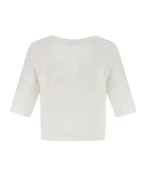 Alessandra Rich Cropped Knitted Jumper With Embroidered Detail - White