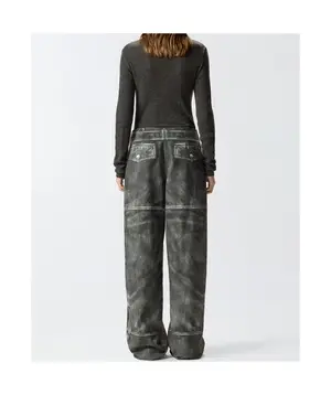 Pinko Distressed Wide-leg Cargo Trousers