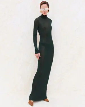 Saint Laurent High-neck Knitted Maxi Dress