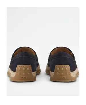 TOD'S Classic Suede Loafers With Rope Sole - Black