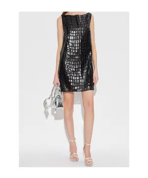 Dsquared2 Sleeveless Boatneck Mini Dress With Crocodile Print